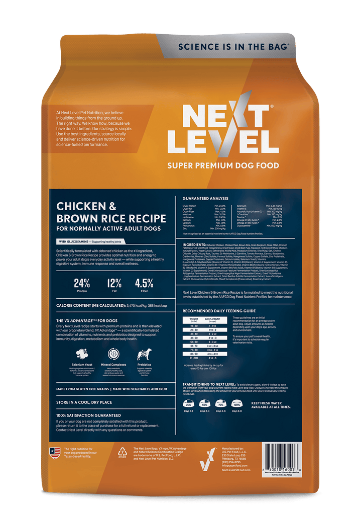 Next Level Chicken & Brown Rice Recipe Super Premium Dog Food ...
